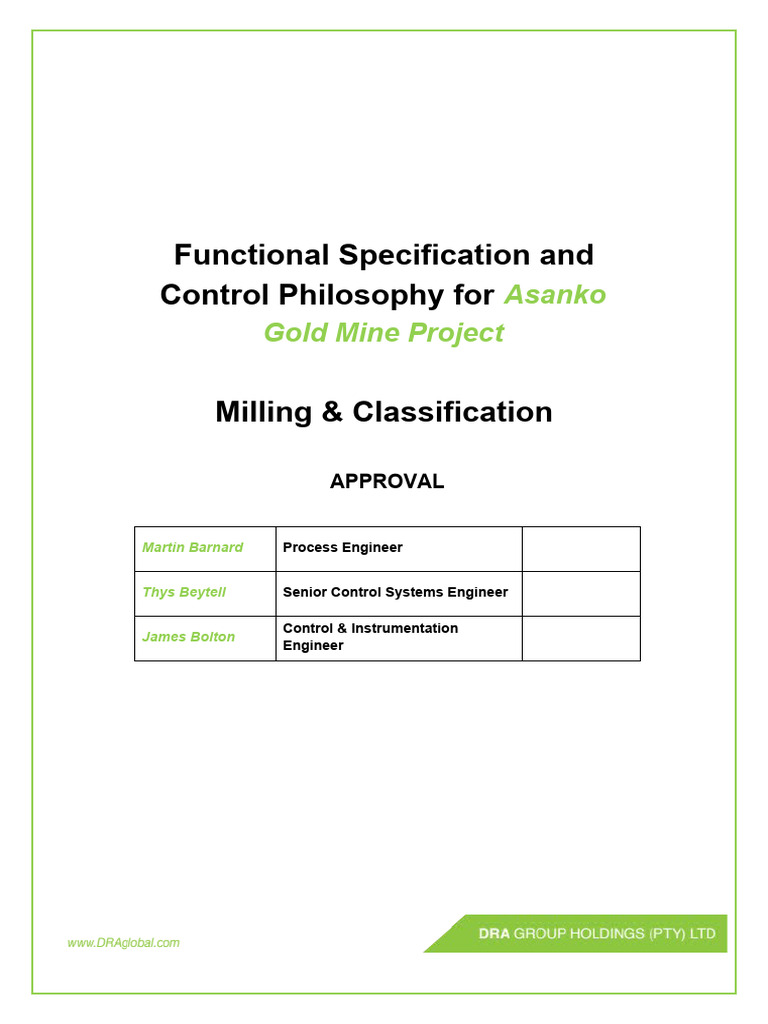 DRA-C8396-PCP-002-Milling and Classification Rev A | PDF