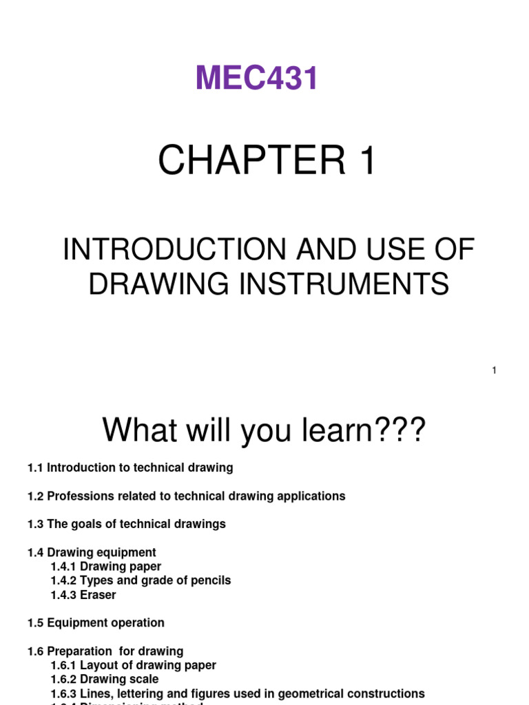 Chap. 1 Intro. & Use of Drawing Instruments | PDF