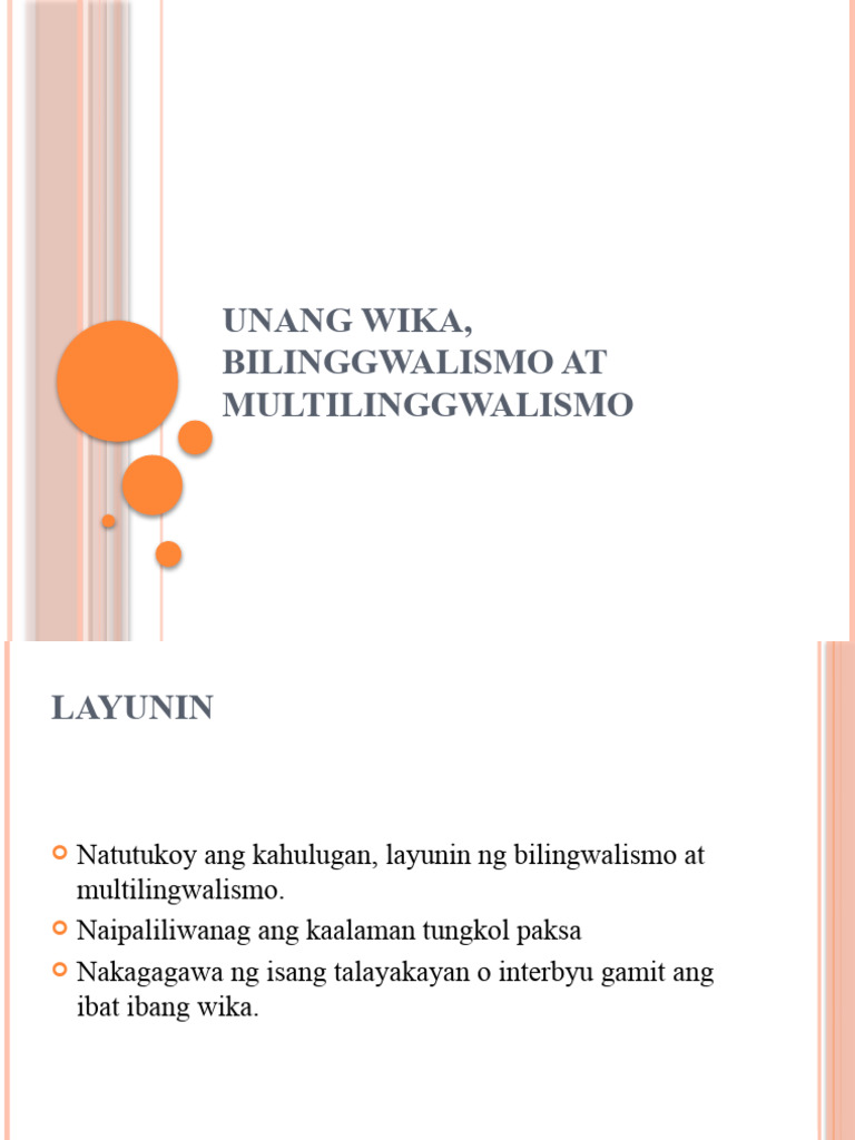 Unang Wika Bilinggwalismo at Multilinggwalismo | PDF