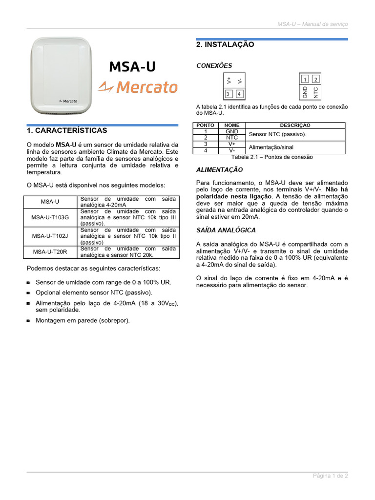 MSA U Manual Integrador | PDF | Umidade | Engenharia Elétrica