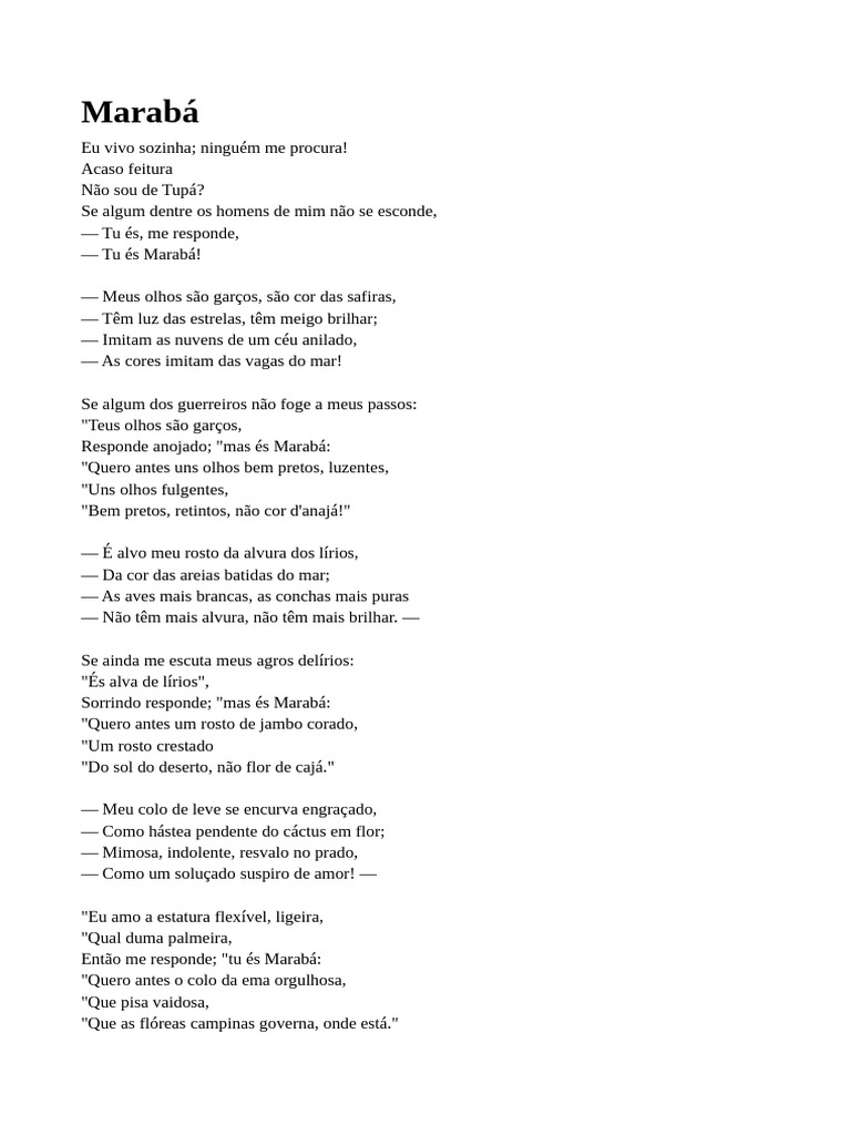 Marabá - Gonçalves Dias | PDF | Poesia