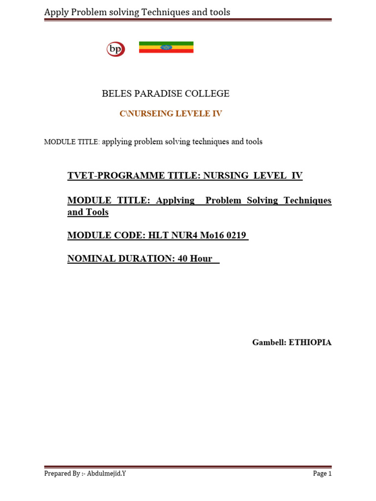 Apply Problem Solving Techniques and Tools | PDF | Goal | Occupational Safety And Health