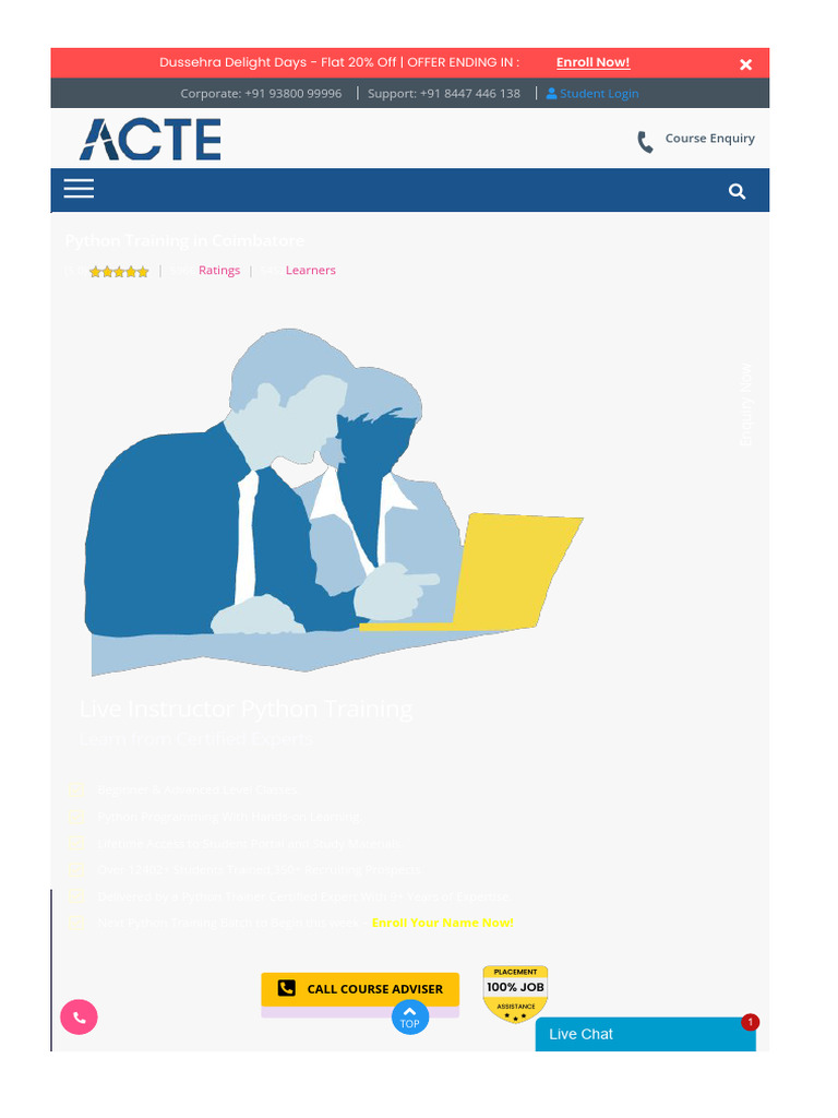 Acte In Python Training In Coimbatore Pdf Python Programming Language Educational