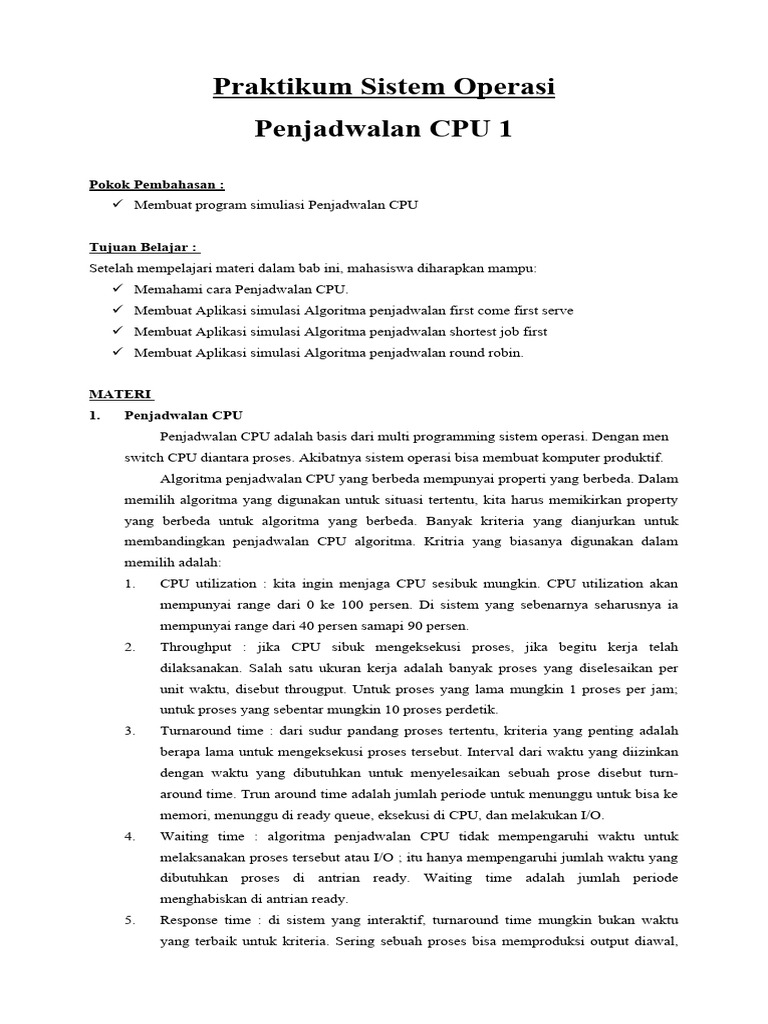 Penjadwalan CPU untuk Mahasiswa | PDF