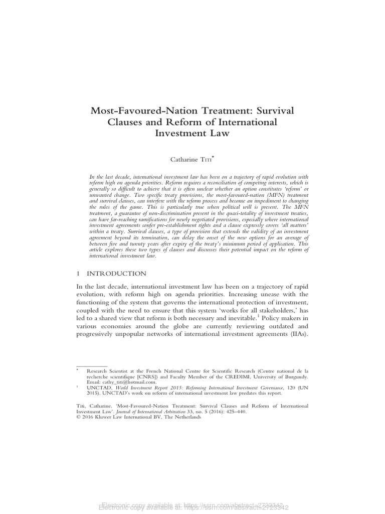 Survival Clauses in BITs | PDF