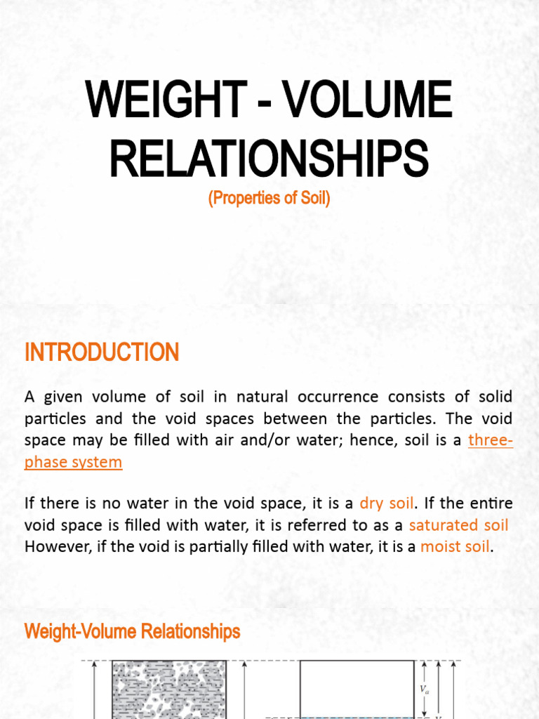 Chapter 3 Weight Volume Relationships For Students | PDF | Density | Porosity