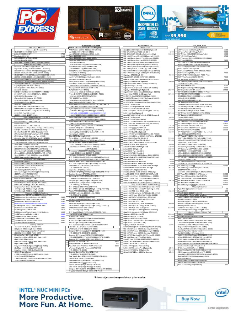 PC Express Dealers Pricelist Jan 4 2022 | PDF