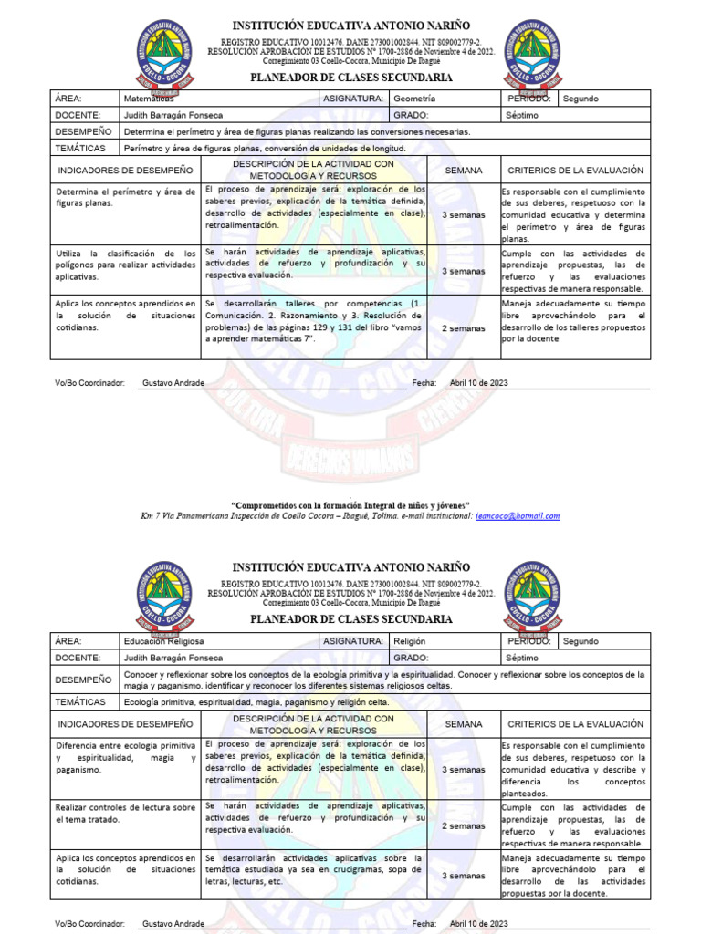 Planeador de Clases - 7 | PDF | Evaluación | Maestros