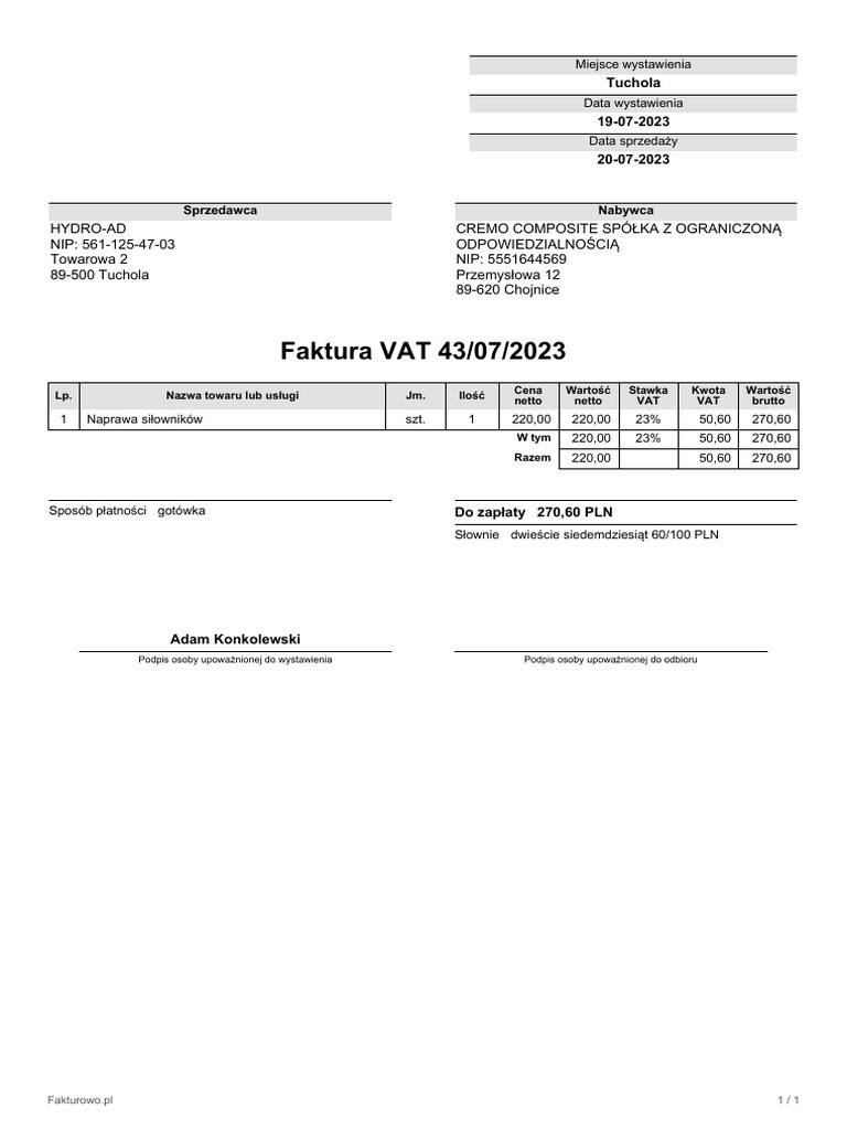 Faktura Vat 43 07 2023 | PDF