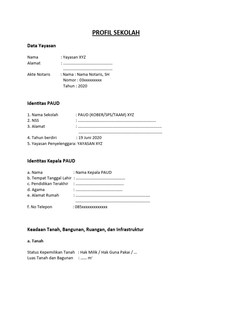 Contoh Profil Sekolah Paud TK | PDF | Karier & Perkembangan