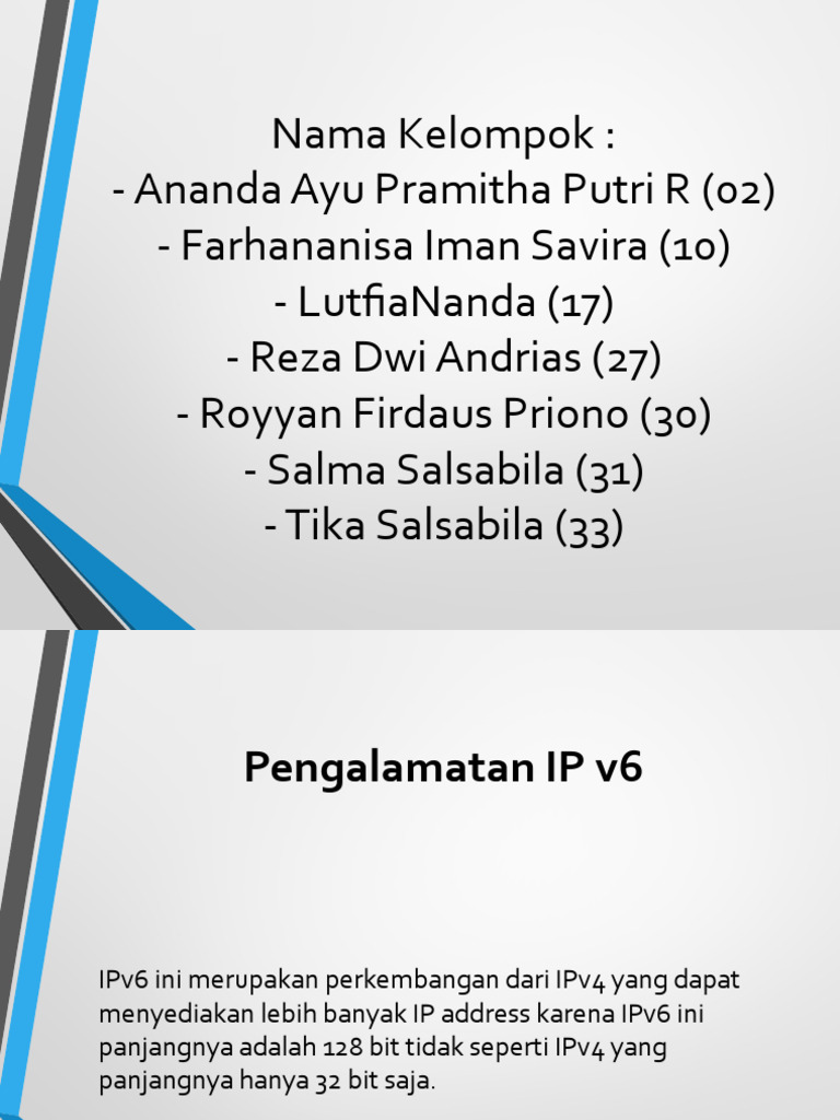 Pengalamatan IP v6 | PDF | Metode & Bahan Ajar | Komputer
