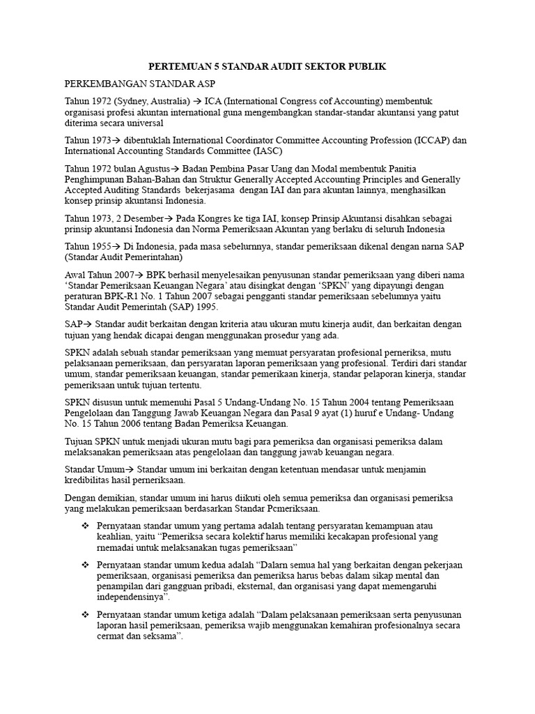 Standar Pemeriksaan Keuangan Negara SPKN | PDF