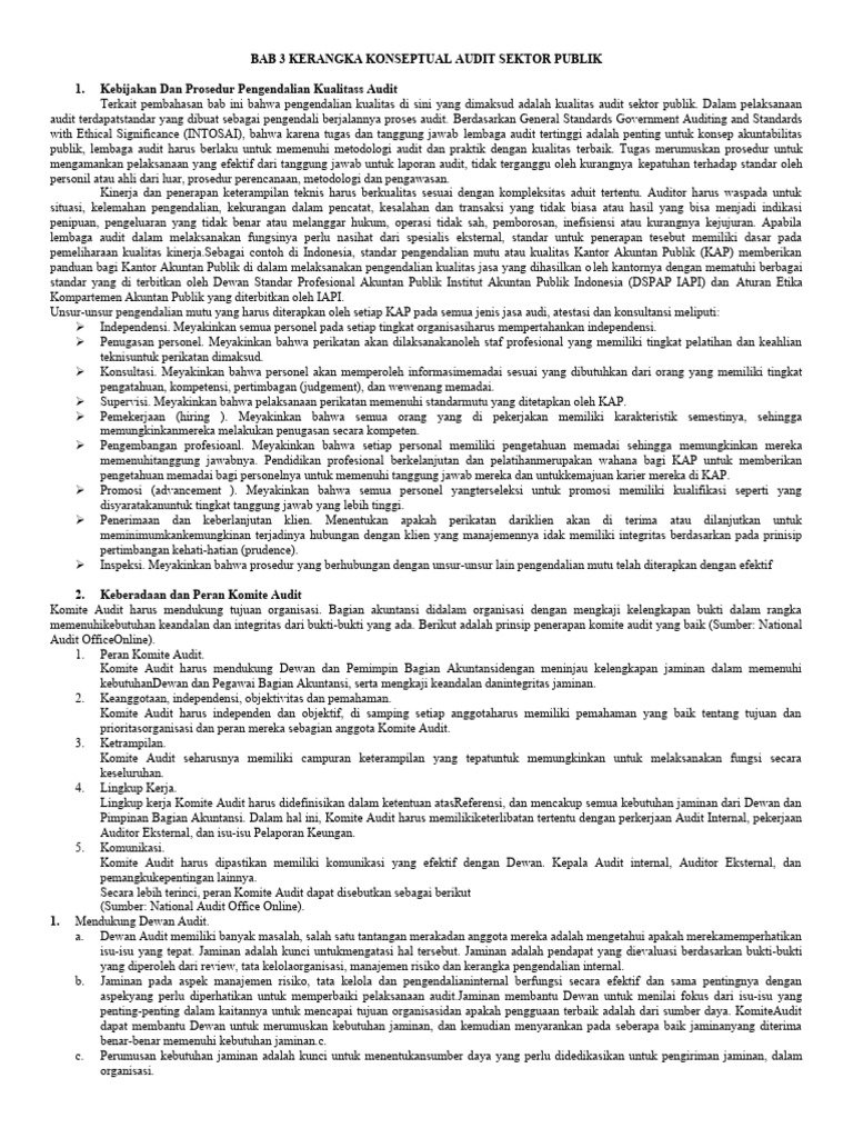 Bab 3 Kerangka Konseptual Audit Sektor Publik | PDF | Bisnis