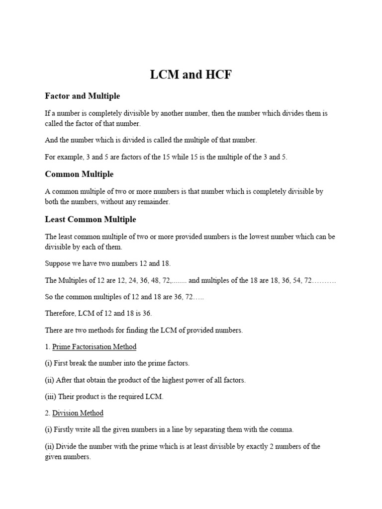 LCM and HCF | PDF