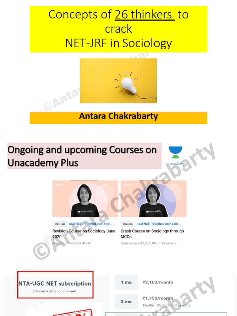 Concepts of 26 Thinkers To Crack NET-JRF in Sociology: Antara ...