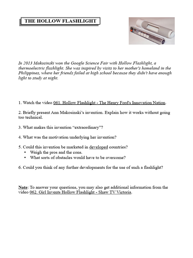 The Hallow Flashlight - Worksheet 01 | PDF