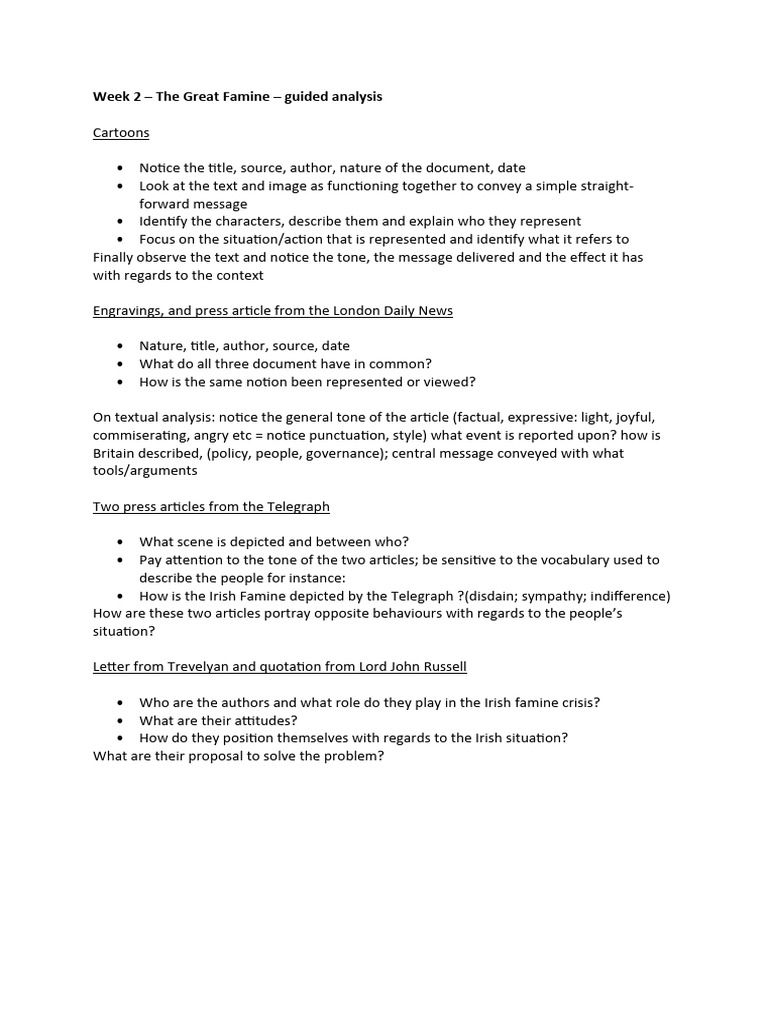 Week 2 - The Great Irish Famine - Guided Analysis | PDF