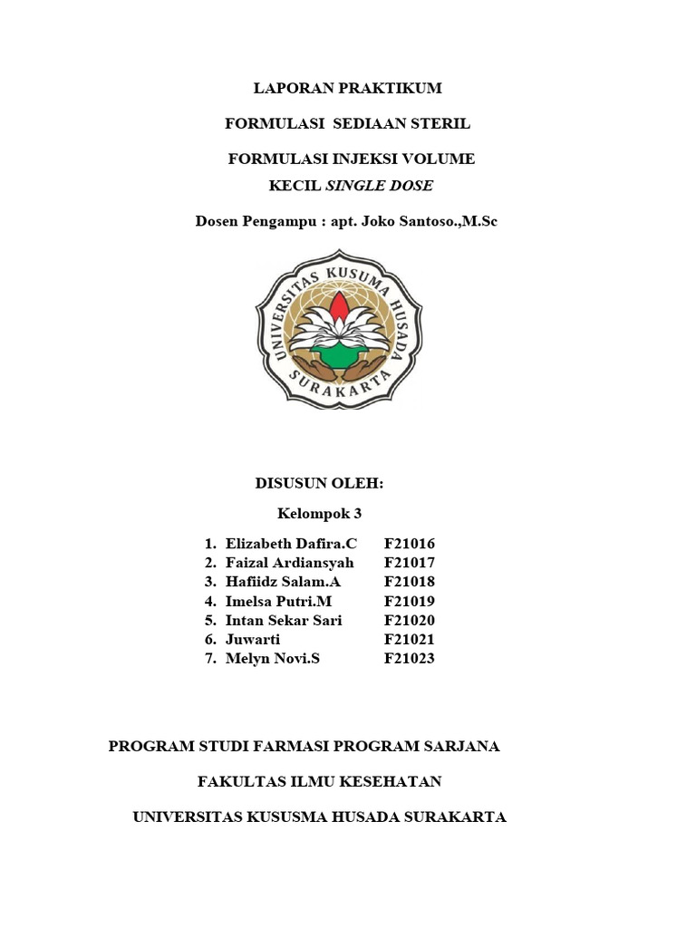 Laprak Ftss Single Dose k3-2 | PDF