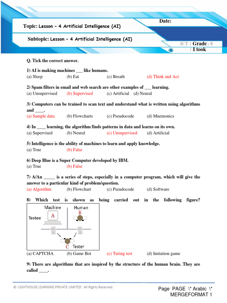 Class8worksheetch4aianswers Pdf Pdf Artificial Intelligence