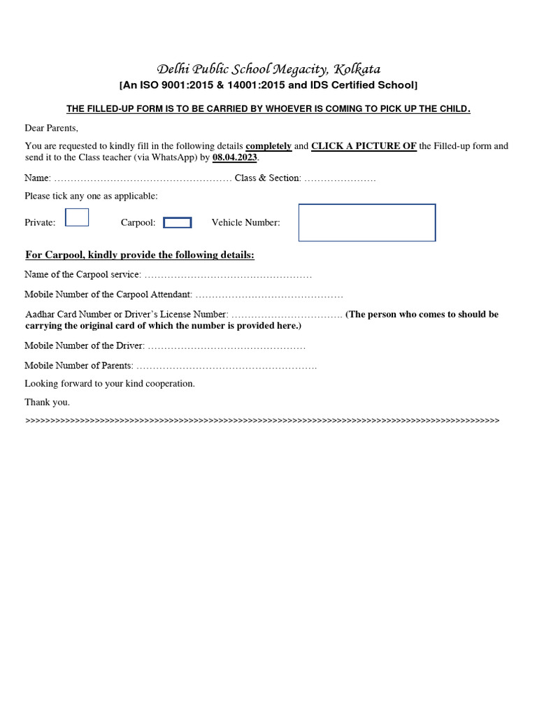 Carpool Notice of CL4&CL5 For New Session 2023-24 | PDF