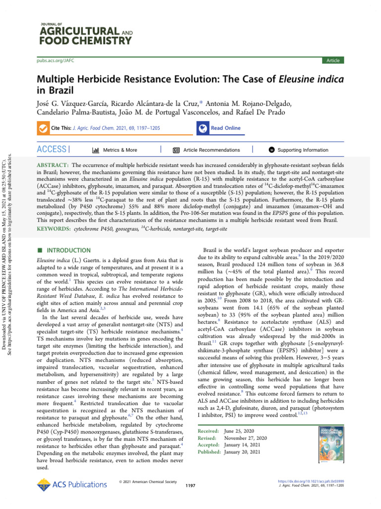 10 1021@acs Jafc 0c03999 | PDF | Herbicide | Enzyme