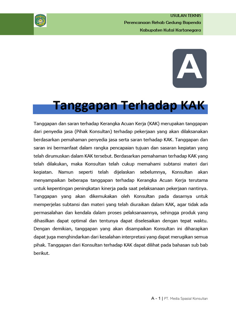 02 Ustek Perencanaan Rehab Pengembangan Bapenda | PDF