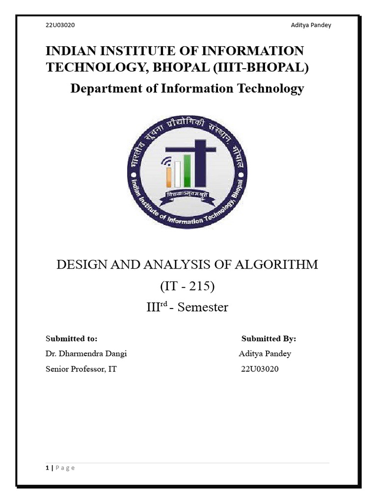Algorithm Design and Analysis Assignments | PDF