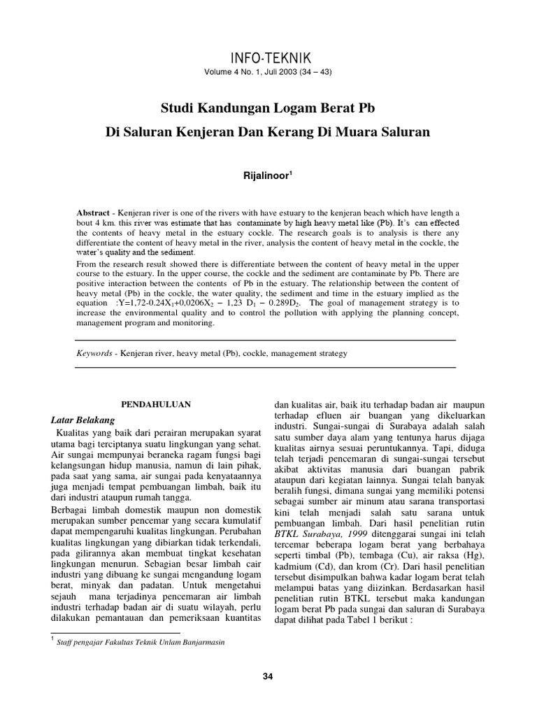 Studi Kandungan Logam Berat Di Kenjeran | PDF