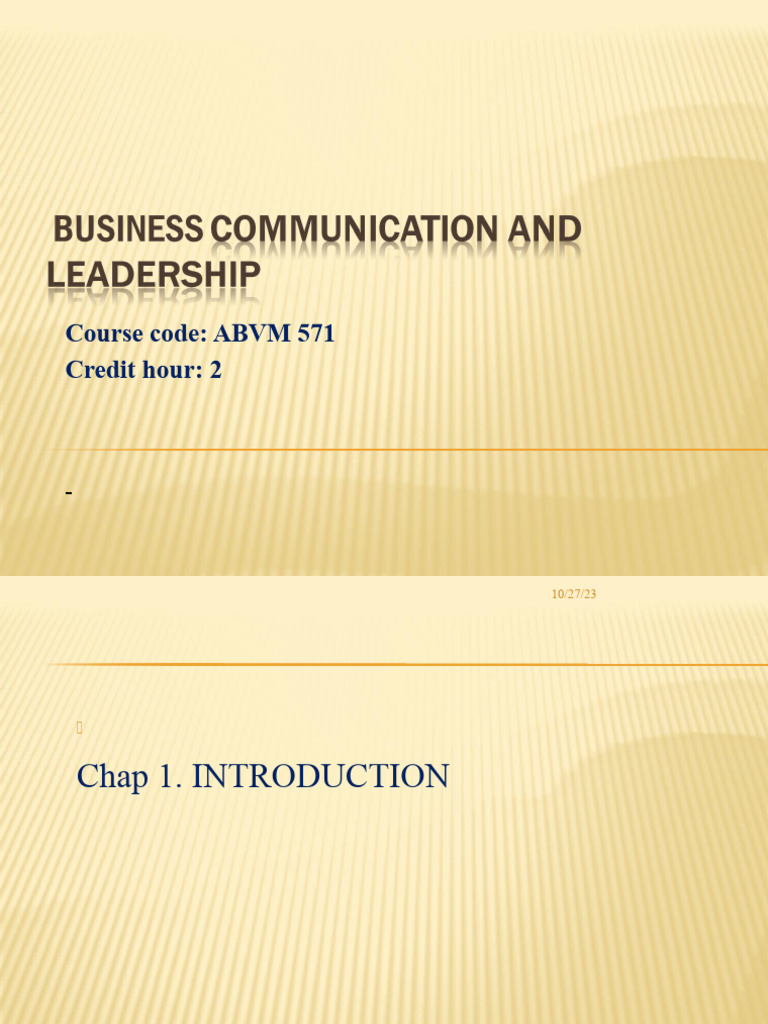 Chap 1 Communication & Leadership | PDF