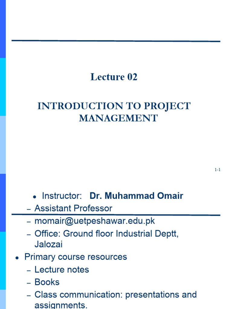 Lecture No.01 Introduction To Project Mangment | PDF