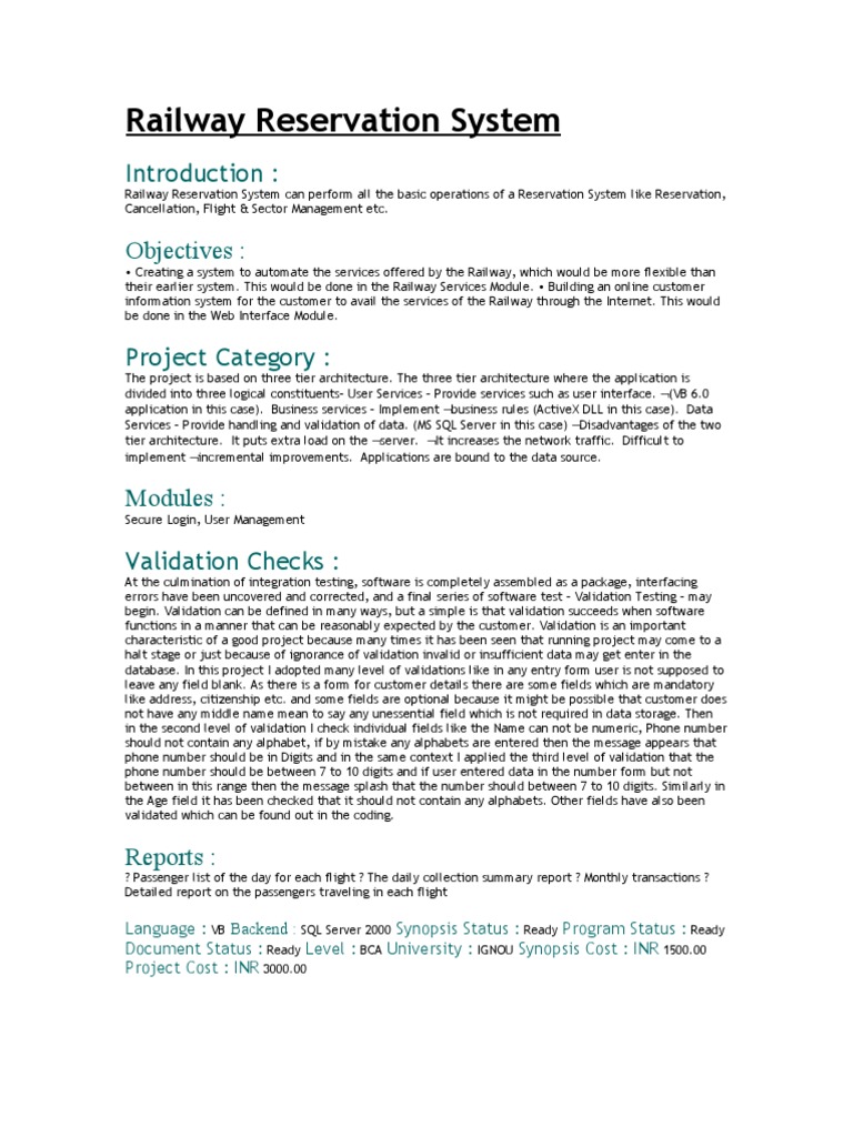 Railway Reservation System | PDF | Business Process | Top Down And Bottom Up Design