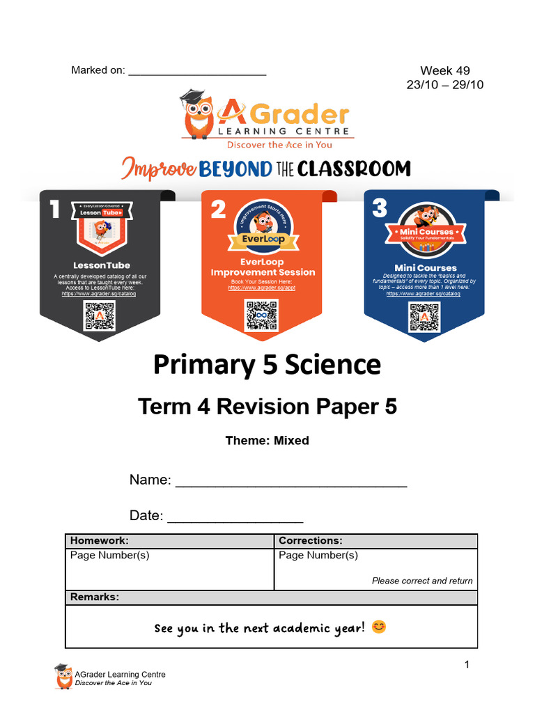 (Student) Week 49 - P5 Term 4 Revision Paper 5 | PDF