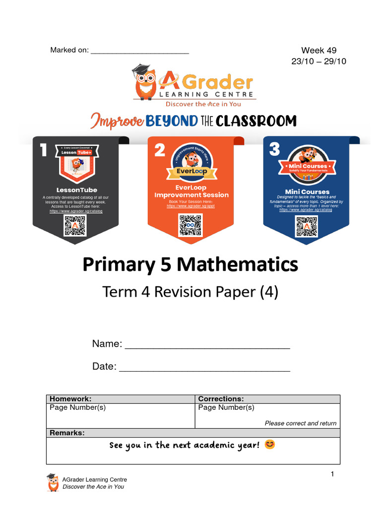 (Worked Solutions) Week 49 - P5 Math Term 4 Revision | PDF | Teaching ...
