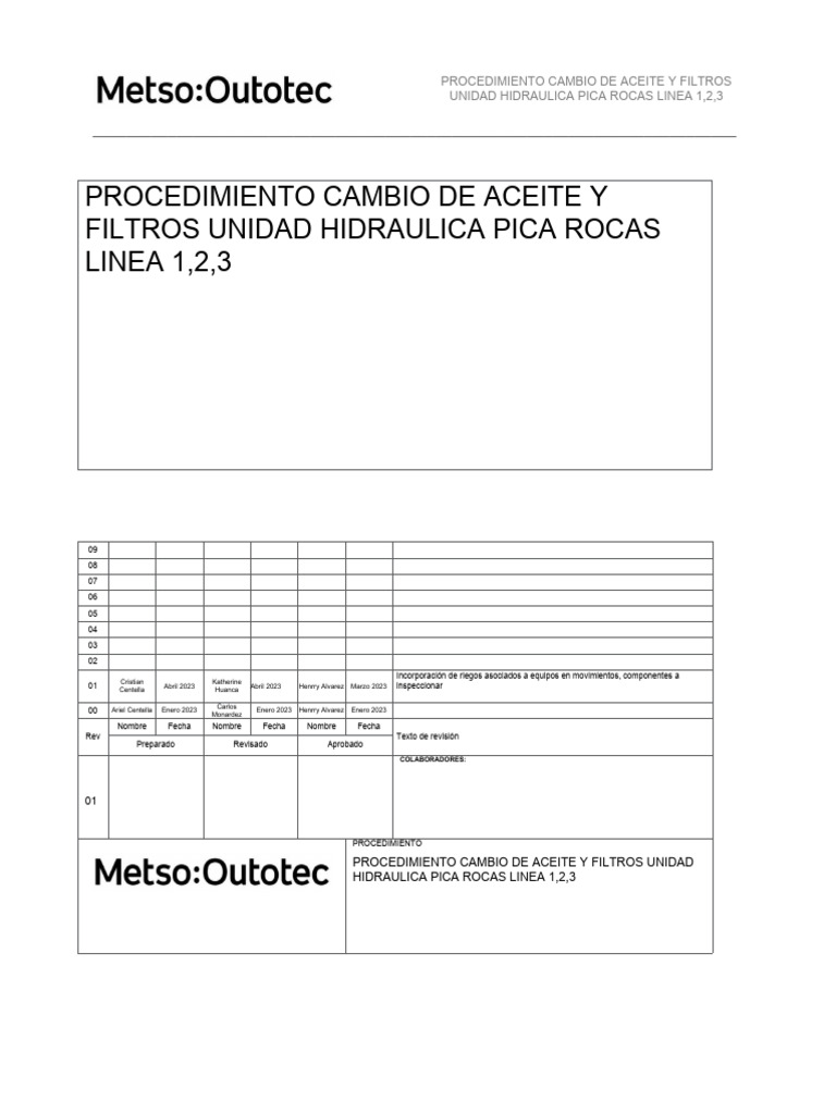 REVISAR Cambio de Aceite Pica Roca | PDF | Residuos | Gestión de residuos