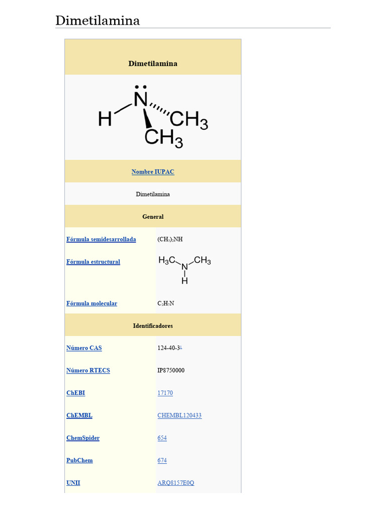 Dimetilamina | PDF | Química | Compuestos químicos
