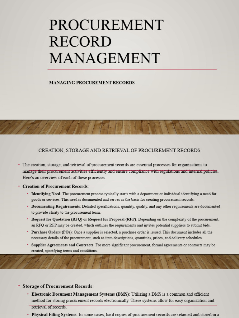 Managing Procurement Records | PDF