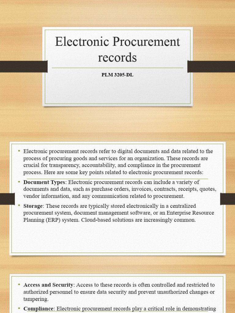 Electronic Procurement Records Overview | PDF | Computer Data Storage ...