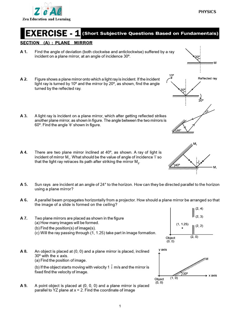Exercise On Geometrical Optics | PDF | Refraction | Optics
