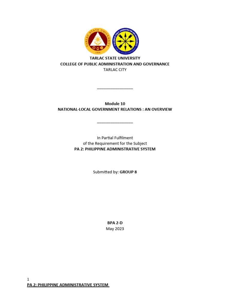 National-Local Government Relations Overview | PDF | Government ...