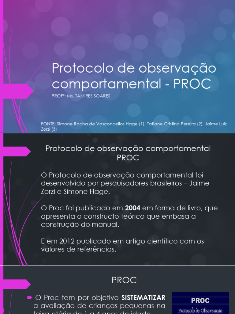 Protocolo de Observação Comportamental - PROC | PDF Protocolo de Observação Comportamental - PROC | PDF