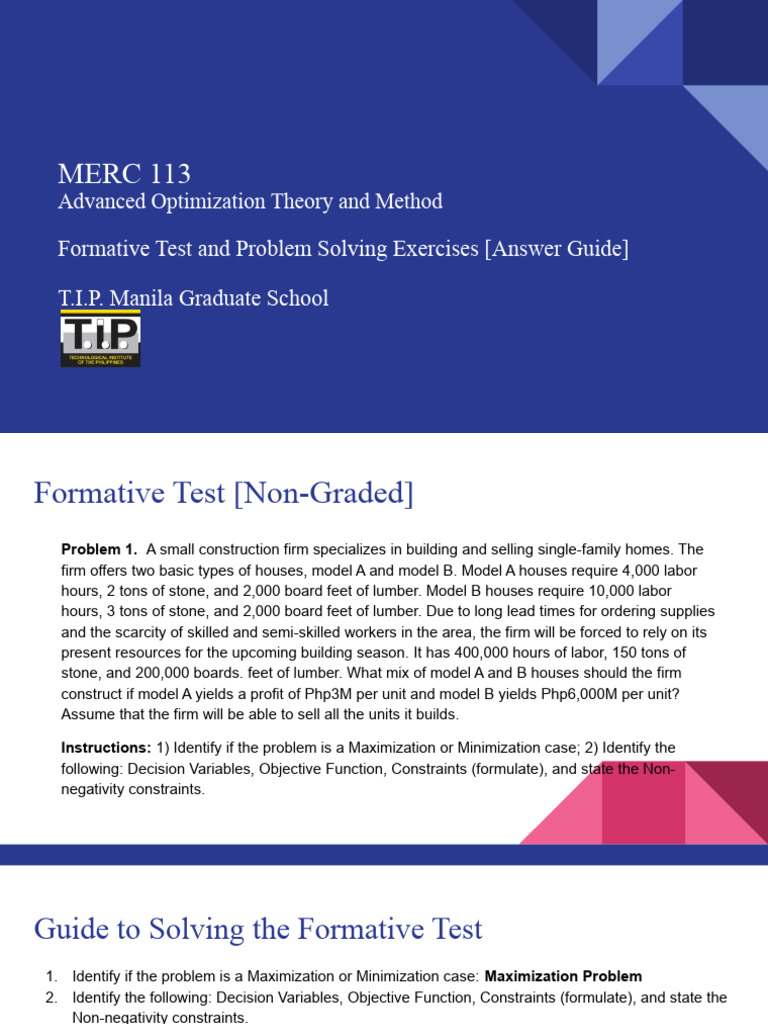 MERC 113 Guide (Answer) To Problem Solving Ex and Formative Test | PDF ...