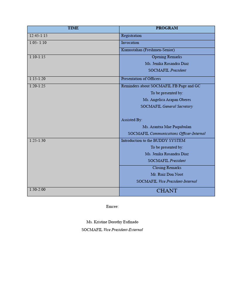 Term Fest Comittee and Program Flow | PDF