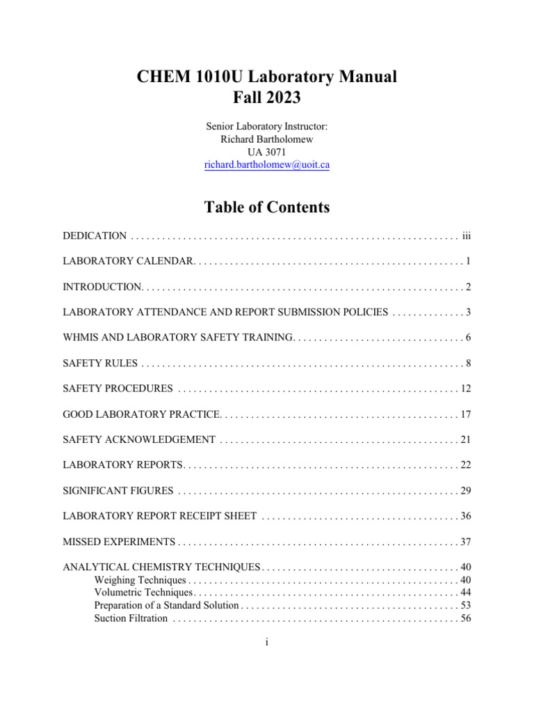 CHEM 1010 Lab Manual F23 | PDF