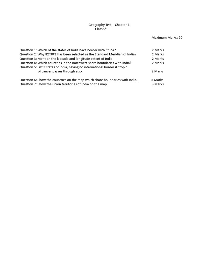 Geography Test | PDF