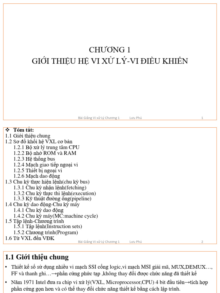 Chuong 1 - Gioi Thieu He VXL-VĐK | PDF