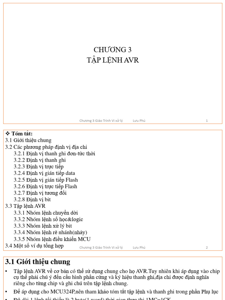 Chuong 3 - Tap Lenh Avr | PDF