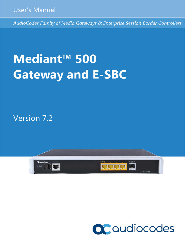 LTRT 10650 Mediant 500 Gateway and e SBC Users Manual Ver 72 | Download ...