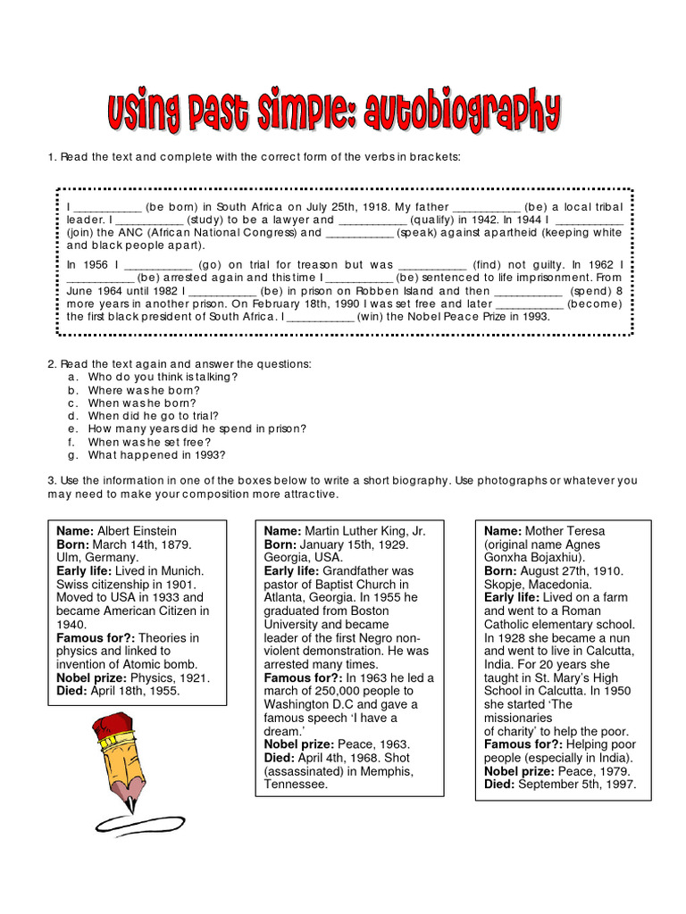 Past Simple Biography | PDF | Mother Teresa