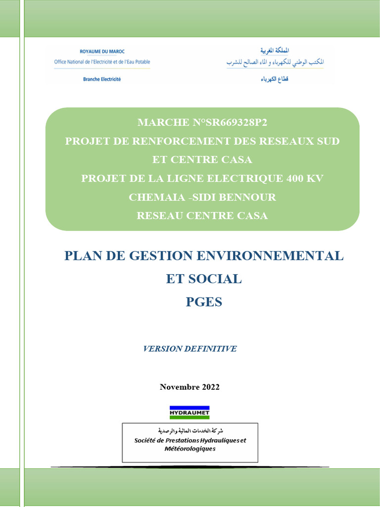 PGES pour la ligne 400 kV Chemaia-Bennour | PDF | Environnement naturel ...