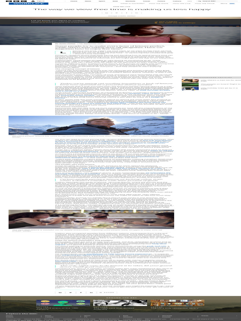 The Way We View Free Time Is Making Us Less Happy - BBC Worklife | PDF